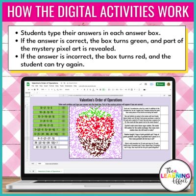 Valentine's Math Mystery Pixel Art Google Sheets