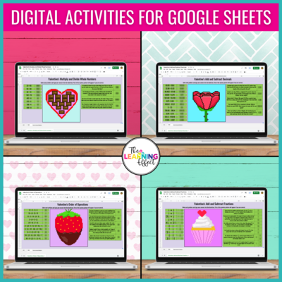 Valentine's Math Mystery Pixel Art Google Sheets