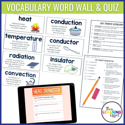 Heat Transfer Science BUNDLE | Lesson Vocabulary Activities Worksheets