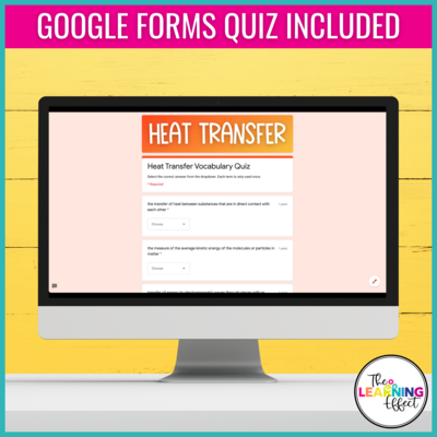 Heat Transfer Vocabulary | Word Wall & Quiz | Conduction Convection ...