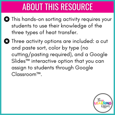 Heat Transfer Sort Activity | Print & Digital | Conduction Convection ...