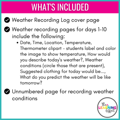 Weather Recording Log | Journal Science Activity