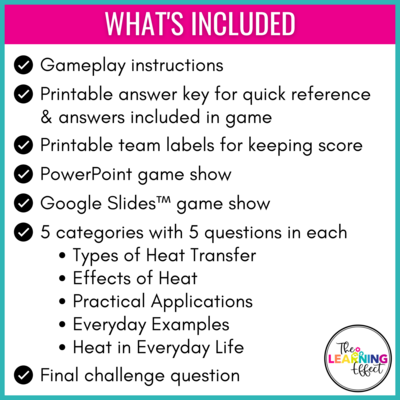 Heat Transfer Game Show | Science Review Test Prep Activity