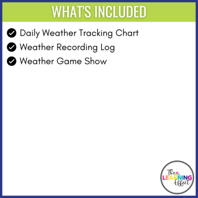 Weather Resources BUNDLE | Recording Log | Tracker Chart | Review Game Show