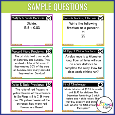 6th Grade Math Game Show Review Bundle