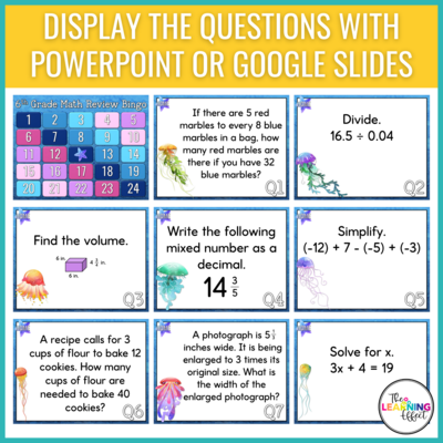 6th Grade Math Review Bingo Game | Test Prep Activity