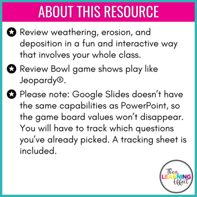Weathering Erosion and Deposition Game Show | Science Review Test Prep ...