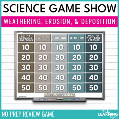 Weathering Erosion and Deposition Game Show | Science Review Test Prep ...