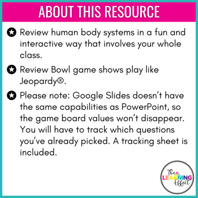 Human Body Systems Game Show | Science Review Test Prep Activity