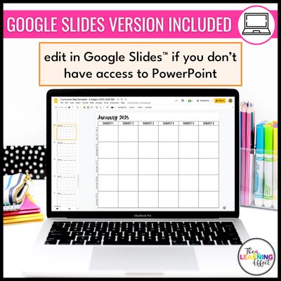 Editable Curriculum Map Template and Pacing Guide Black & White