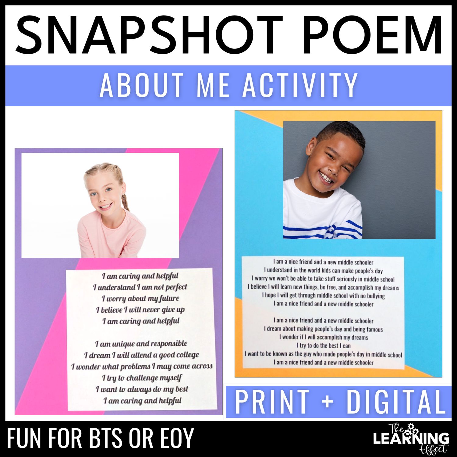 Student Snapshot Poem | All About Me Activity | End of the Year Back to ...
