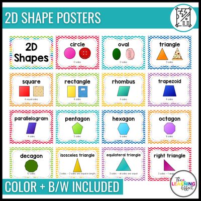 2D and 3D Shape Attributes Posters BUNDLE | Geometry Vocabulary Anchor ...