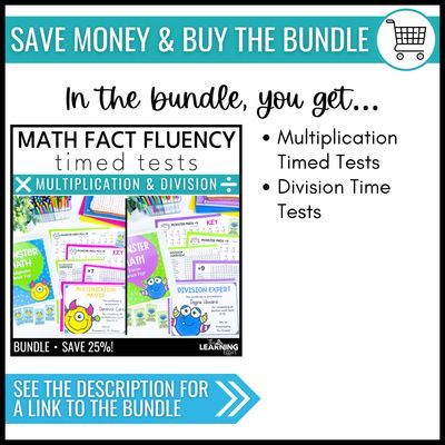 Multiplication Timed Tests | Math Fact Fluency Practice Worksheets and ...