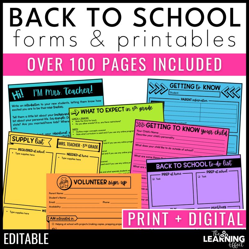 Back to School Form Templates