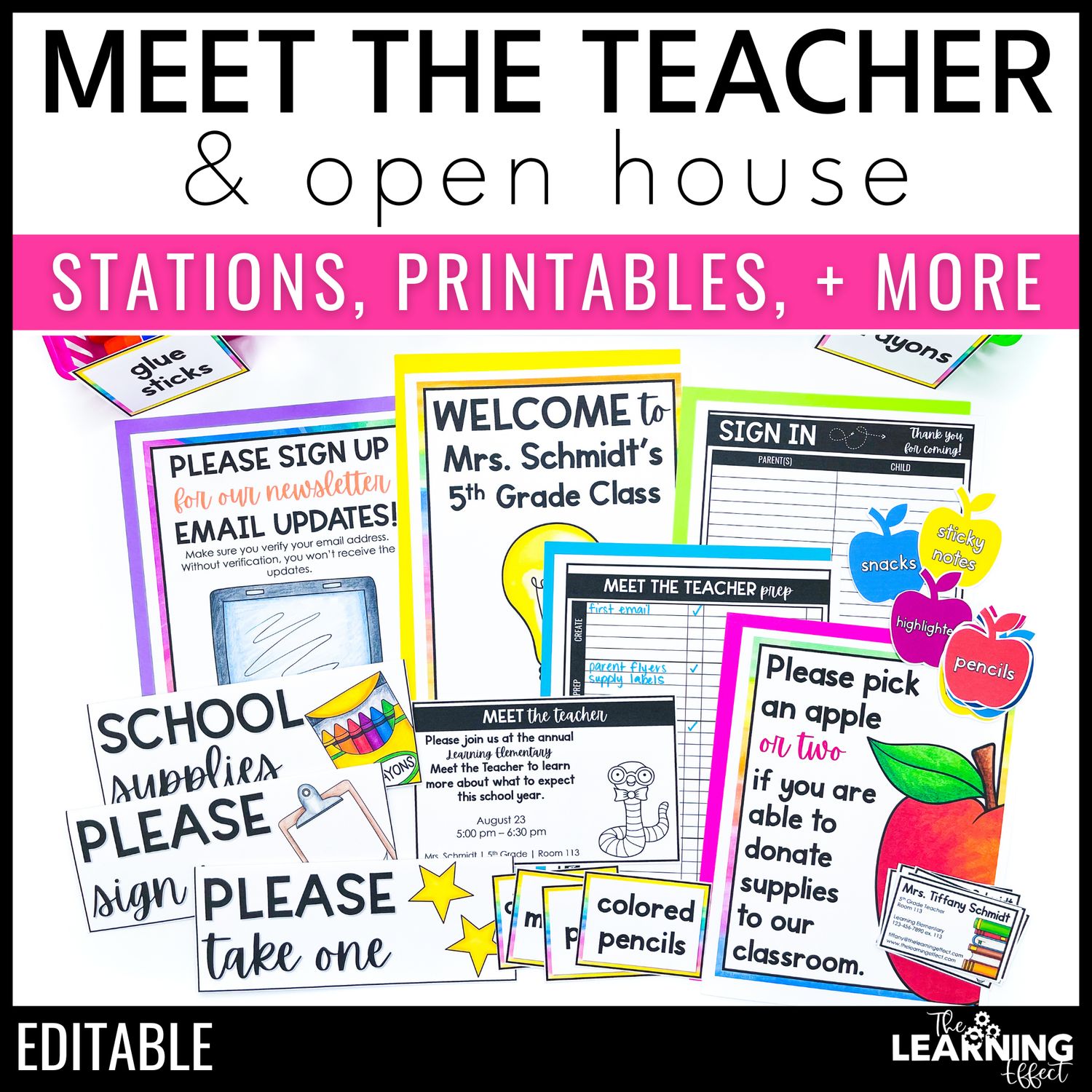 Meet the Teacher Open House Stations and Printables