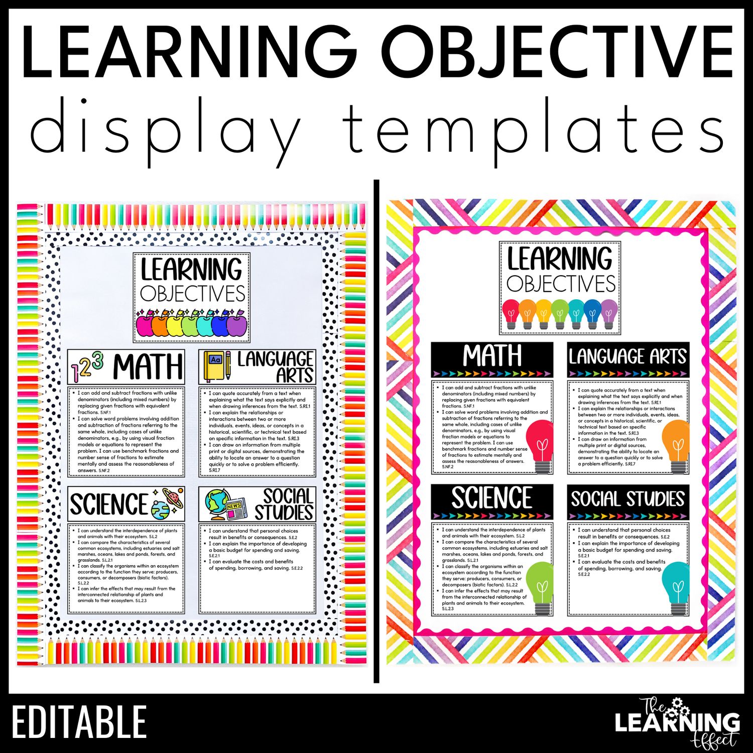 Learning Objective Display Labels