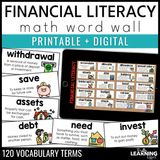Financial Literacy Word Wall Printable and Digital