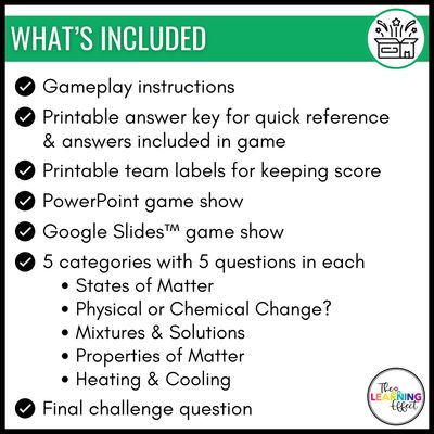 Matter Game Show | Science Review Test Prep Activity
