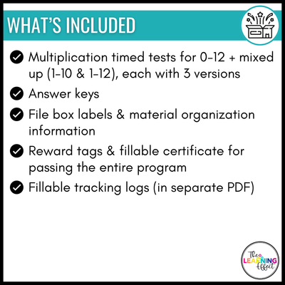 Multiplication Timed Tests | Math Fact Fluency Practice Worksheets and ...