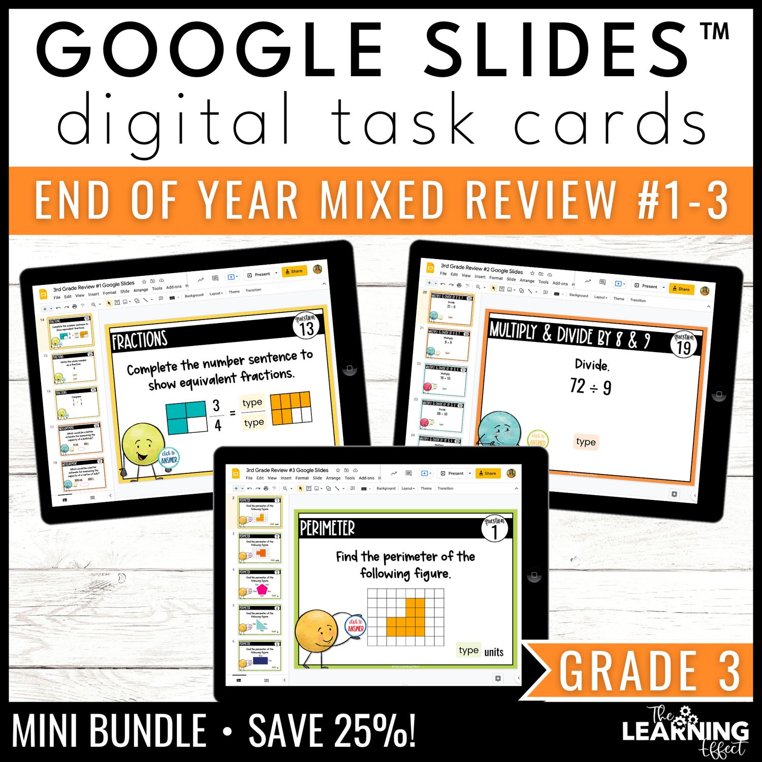 3rd Grade Math Review #1-3 Google Slides BUNDLE