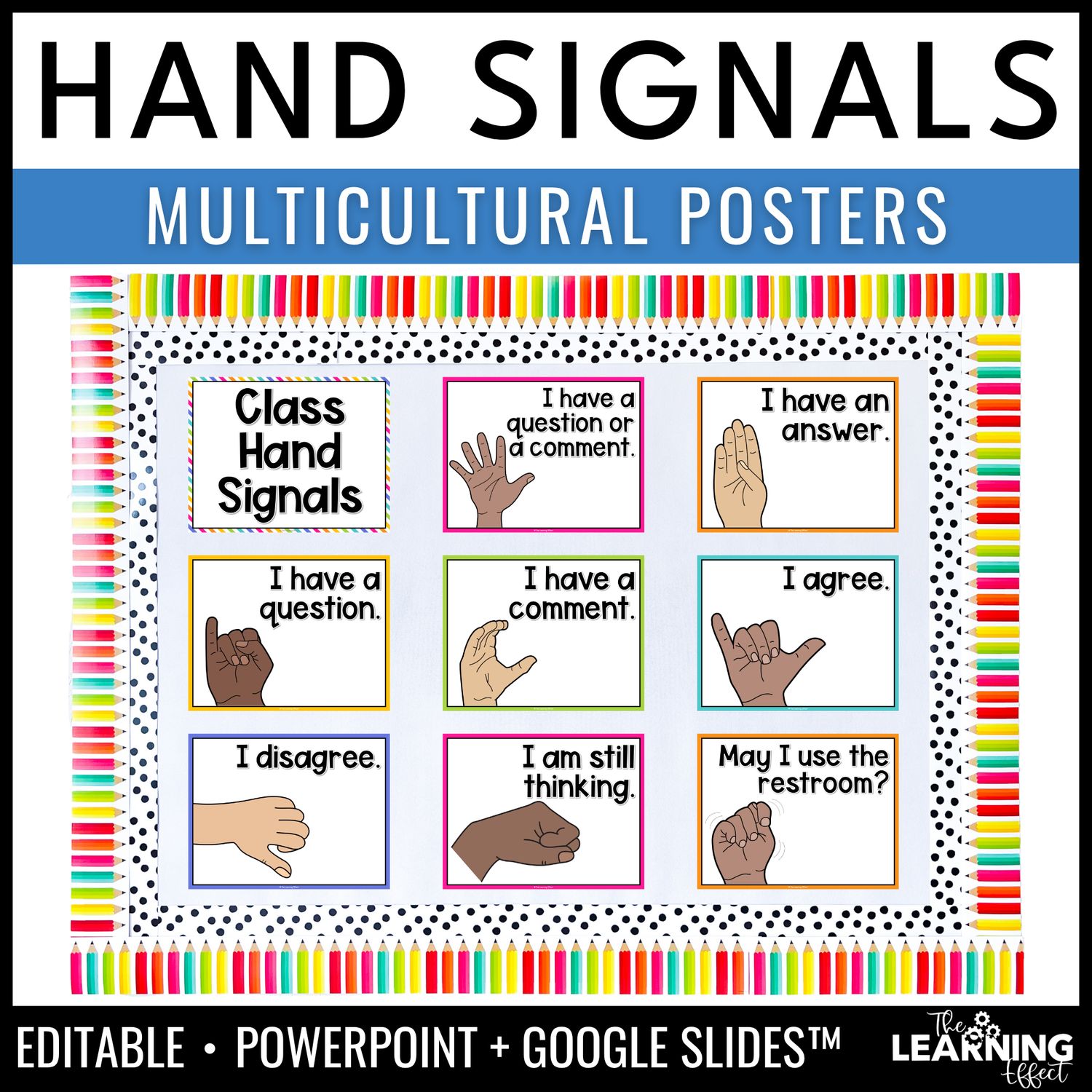 Hand Signals Editable Posters | Classroom and Behavior Management Signs