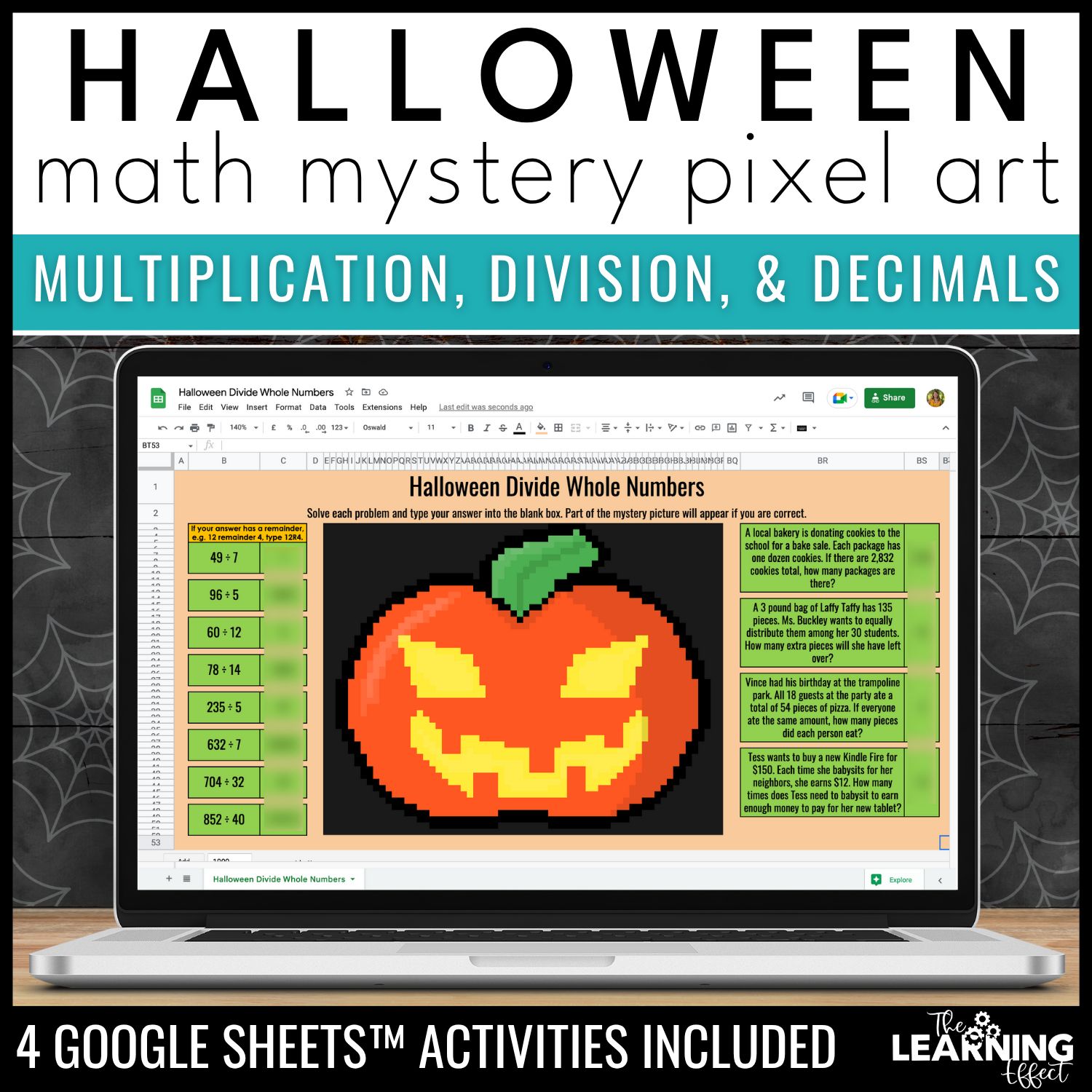 Halloween Math Activities Digital Pixel Art | Decimals Multiplication ...