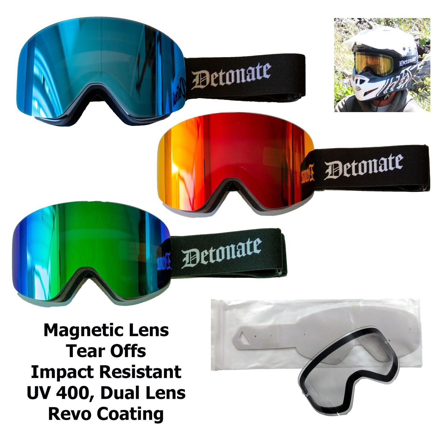 Detonate Moto / Offroad Goggles