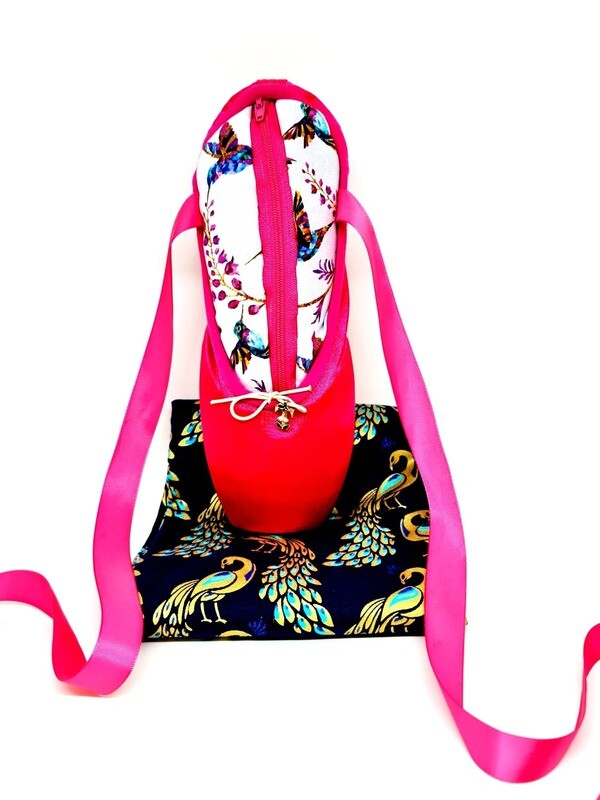 Hummingbird Heart Hot Pink Satin Pointe Shoe Case