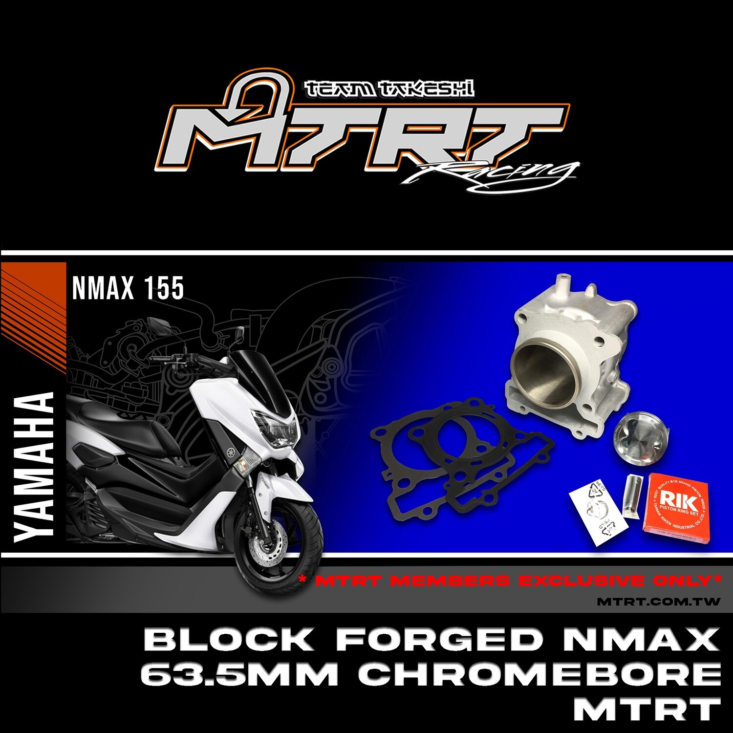 BLOCK Forged NMAX/AEROX/R15 V3 63.5MM Chromebore MTRT