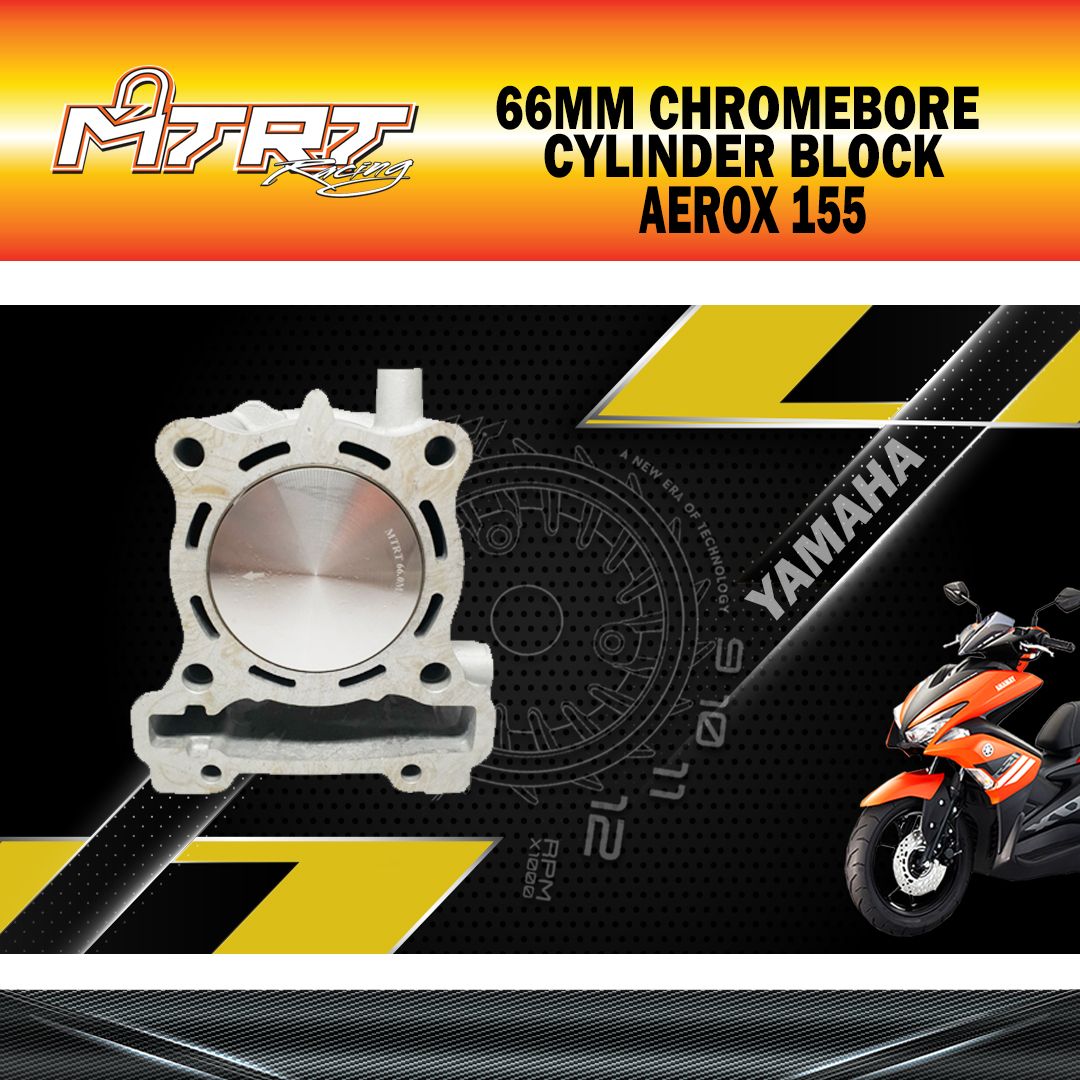 66MM CHROMEBORE CYLINDER BLOCK FOR NMAX/AEROX WITH BLANK FORGED PISTON MTRT