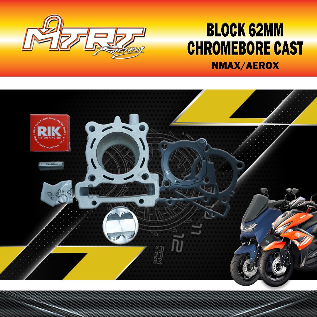 BLOCK NMAX/AEROX 62MM CHROMEBORE CAST MTRT