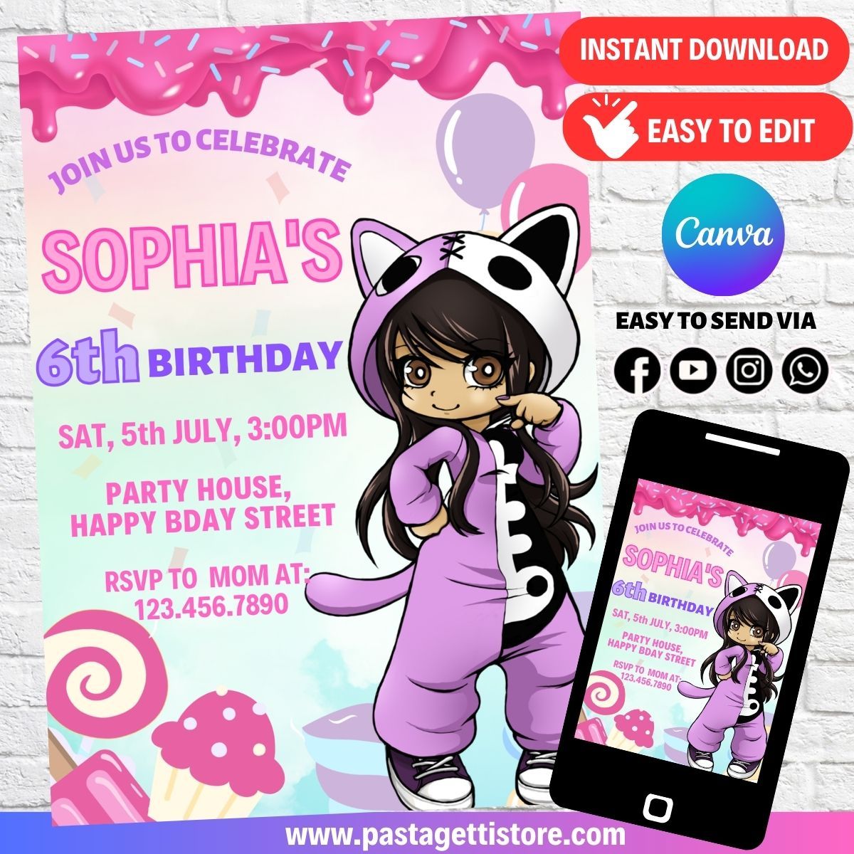 Aphmau Birthday Invitation Template