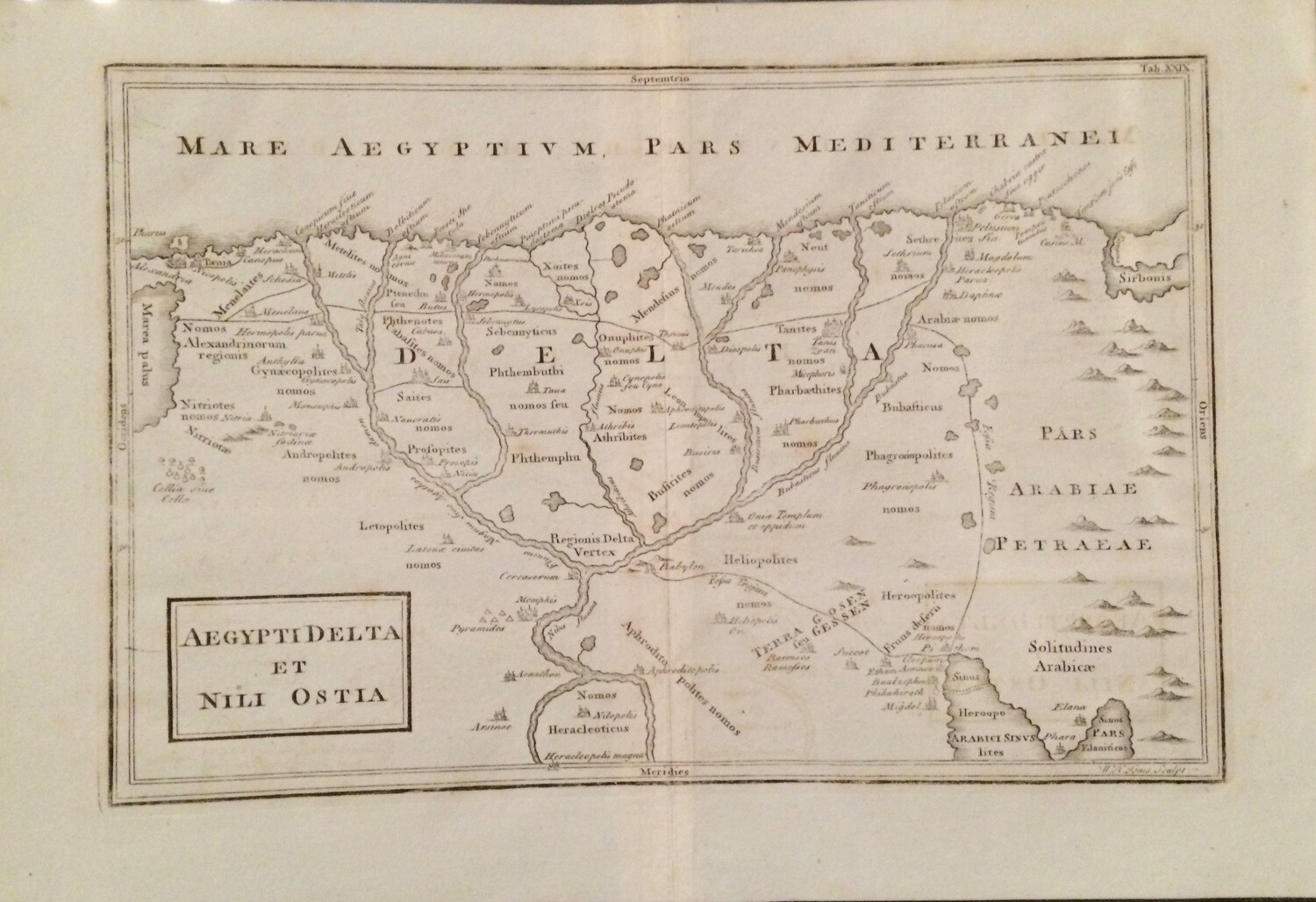 c.1831 Andreas Cellarius Map of the Nile Delta Ancient Egypt