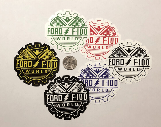 FordF100World Sticker All 6 3x3"