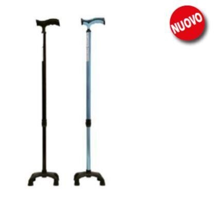 BASTONE REGOLABILE CON IMPUGNATURA MORBIDA A BASE QUADRIPODE