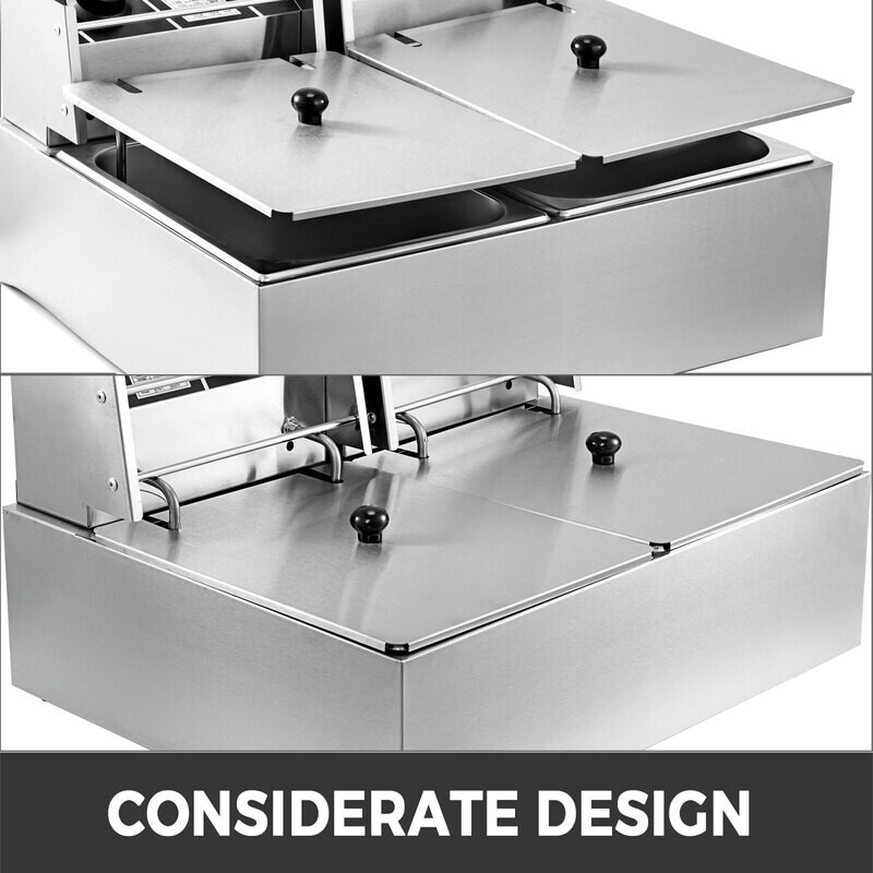 Commercial 5000W Double Tank Electric Chip Fryer, 20L Deep Fryer ...