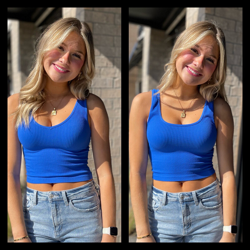 Two Way Rib Tank-Blue