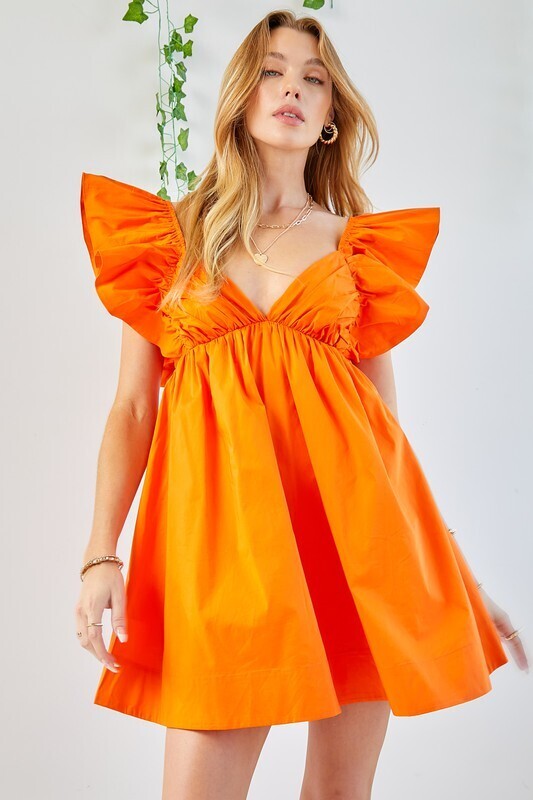 Katie Ruffle Dress-Orange