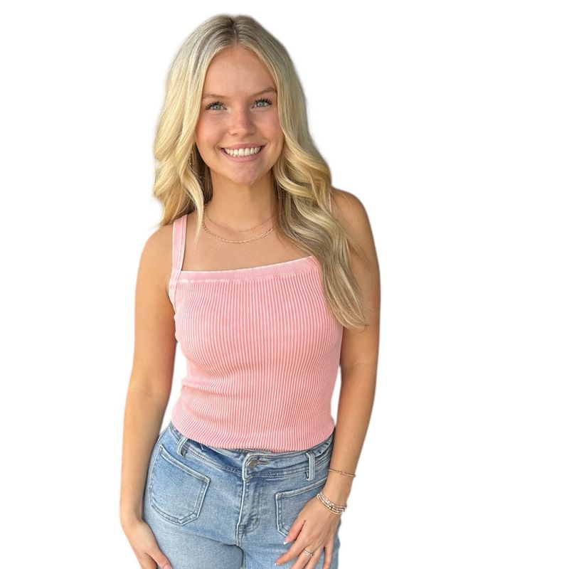 Vin Square Neck Tank-Pink