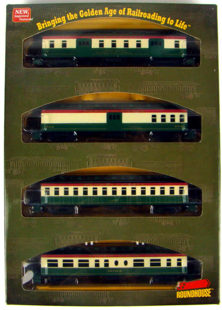 Athearn/Roundhouse 84824 PRR 4-Car 50' Overland Coach Set HO Scale