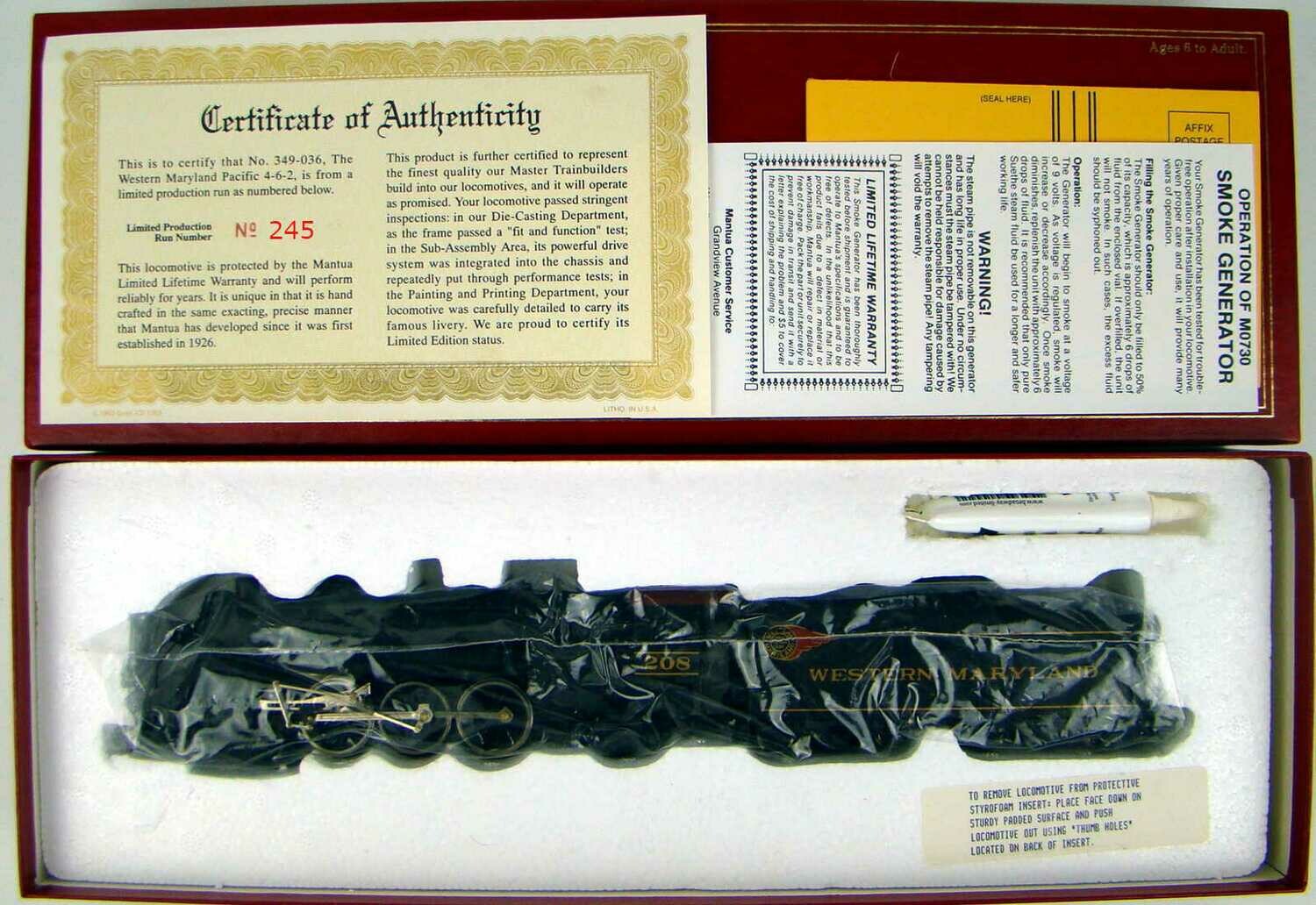 Mantua 349-036 WM Class K-2 "Fireball" 4-6-2 Light Pacific Locomotive ...