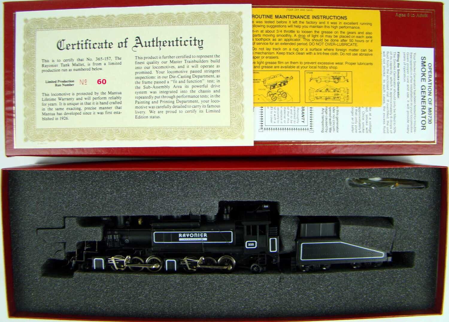 Mantua MN365-157 Rayonier 2-6-6-2 Tank Mallet Locomotive with Tender ...