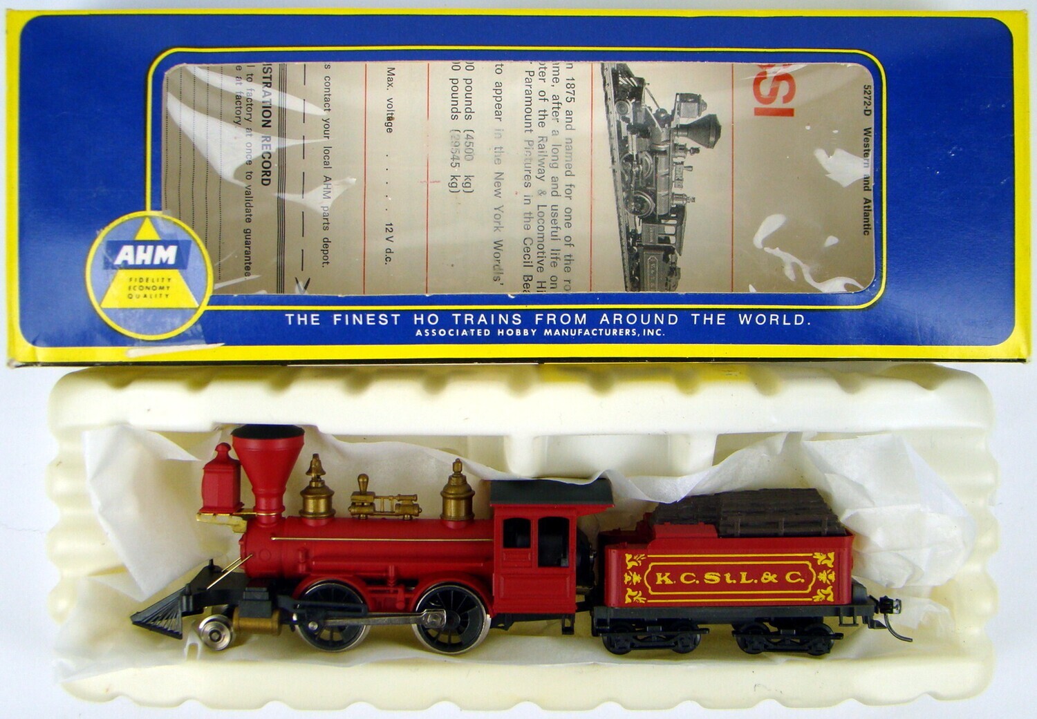 AHM 5272C K.C.& St.L 2-4-0 Bowker Locomotive w/Working Headlamp HO Scale