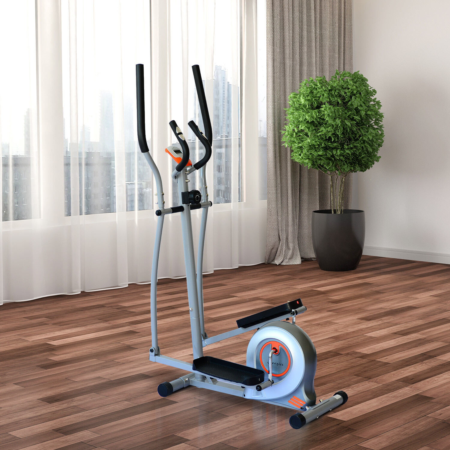 HOMCOM® Heimtrainer Crosstrainer Fitnessgerät LCD Display Puls