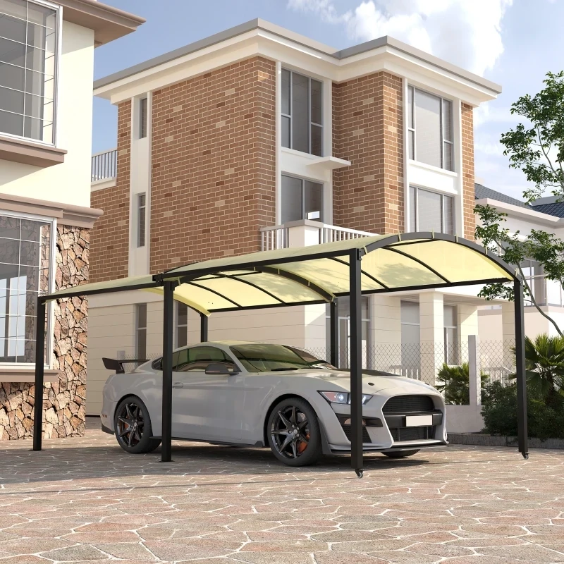 Carport, ausziehbar, wetterbeständig, ausziehbare Räder Beige