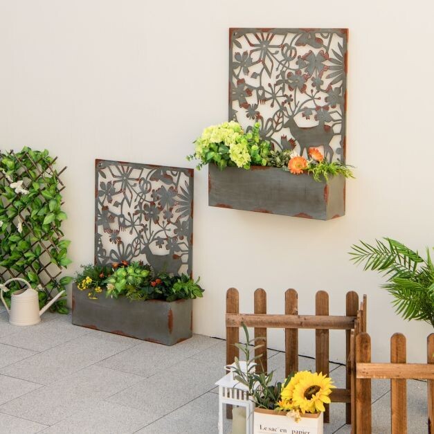 Dekoratives Gartenbeet 2er-Set Metallhochbeet Rost