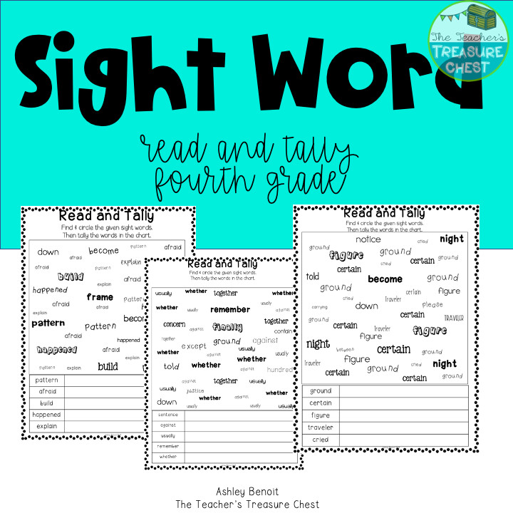 Sight Word Activities for Fourth Grade: Read and Tally - Store - The ...