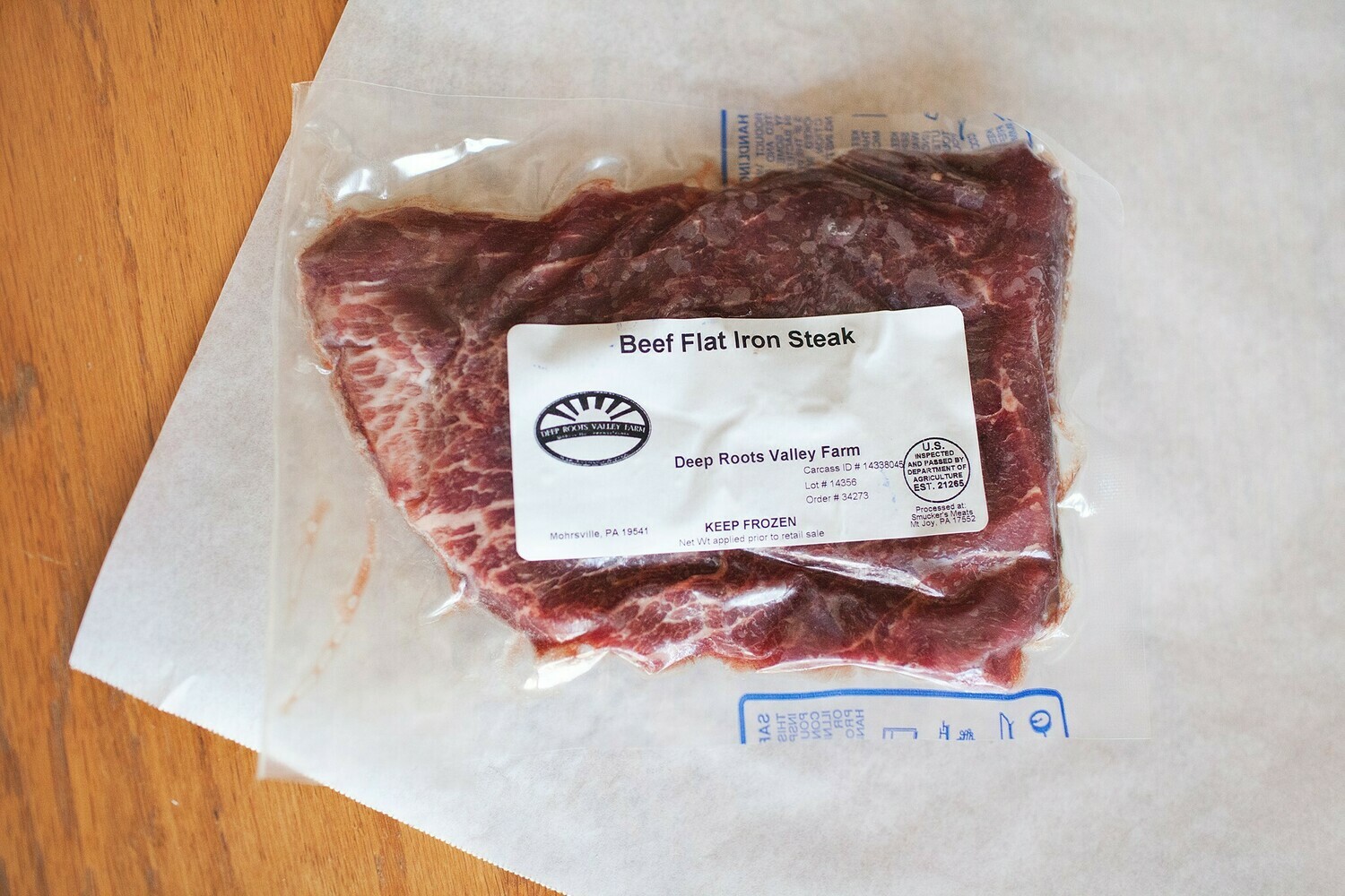 Flat Iron Steak (.45-.65lbs) - Farm To Table Meals, Grass Fed Beef ...
