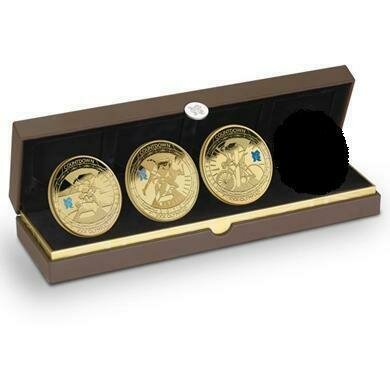2011 - 2009 London Olympic Games Countdown £5 Gold Proof 3 Coin Set Box Coa