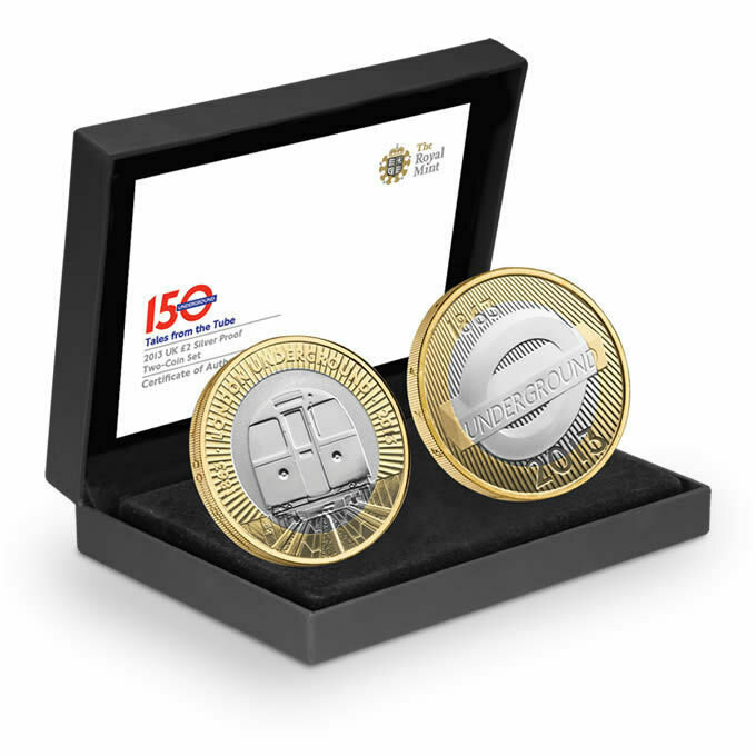 2013 London Underground Piedfort £2 Silver Proof 2 Coin Set Box Coa